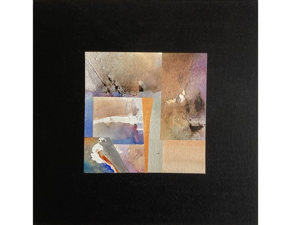Abstract Art Painting Sand Collage Watercolor on Handmade Wood - Etsy