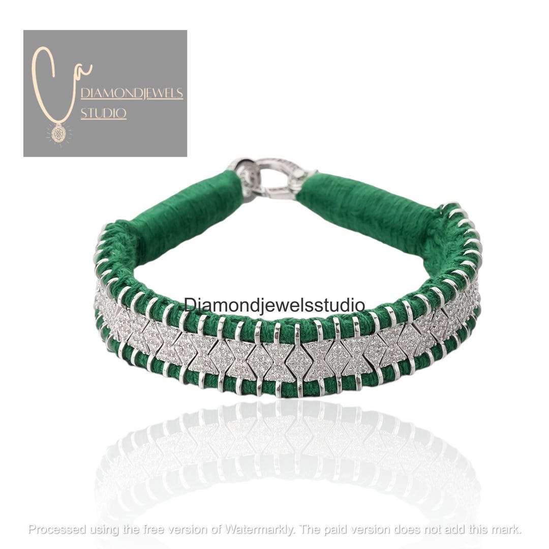 Handcrafted Diamond Macrame Bracelet | Emerald Green Thread Arabic ...