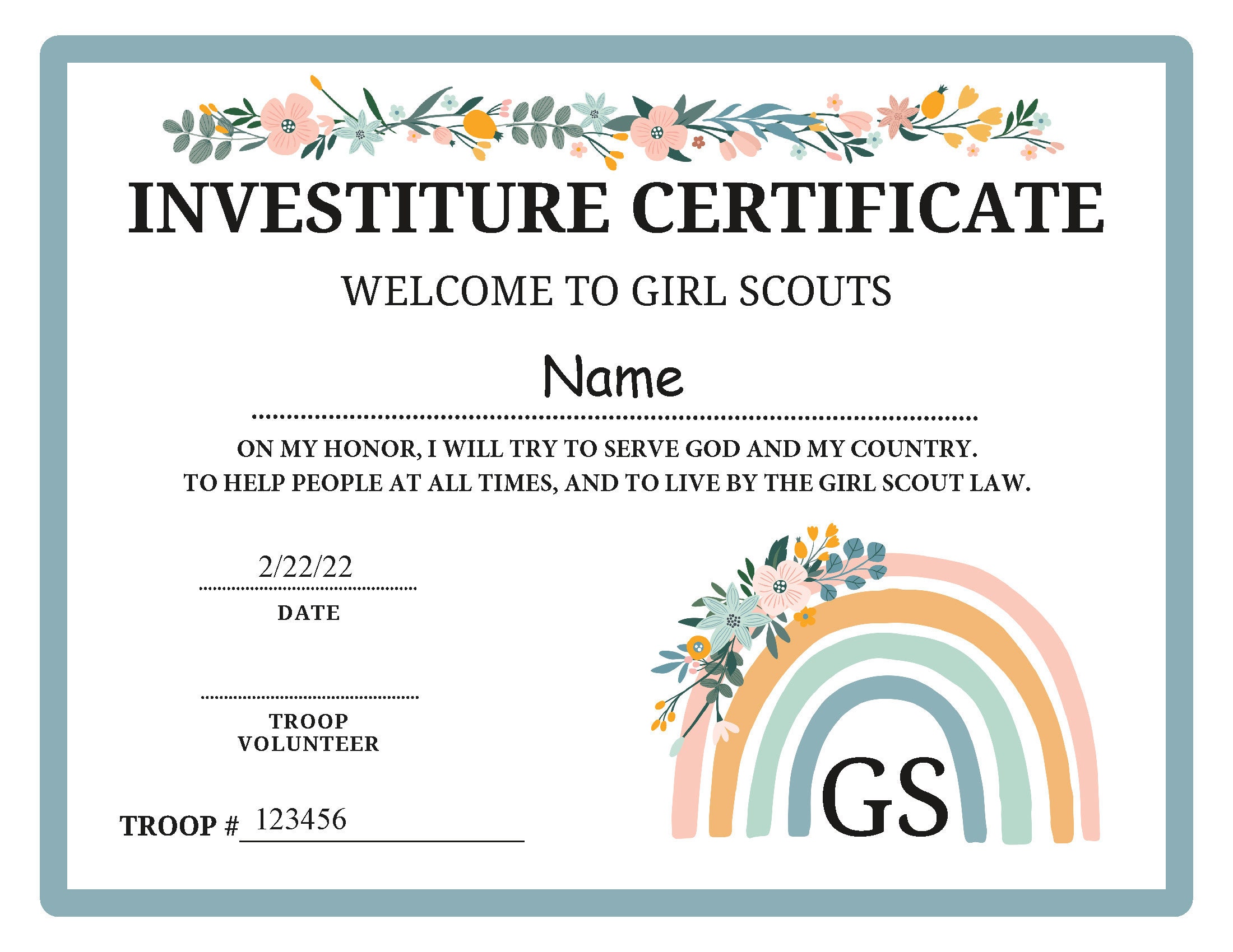 Girl Scout Certificates - Etsy