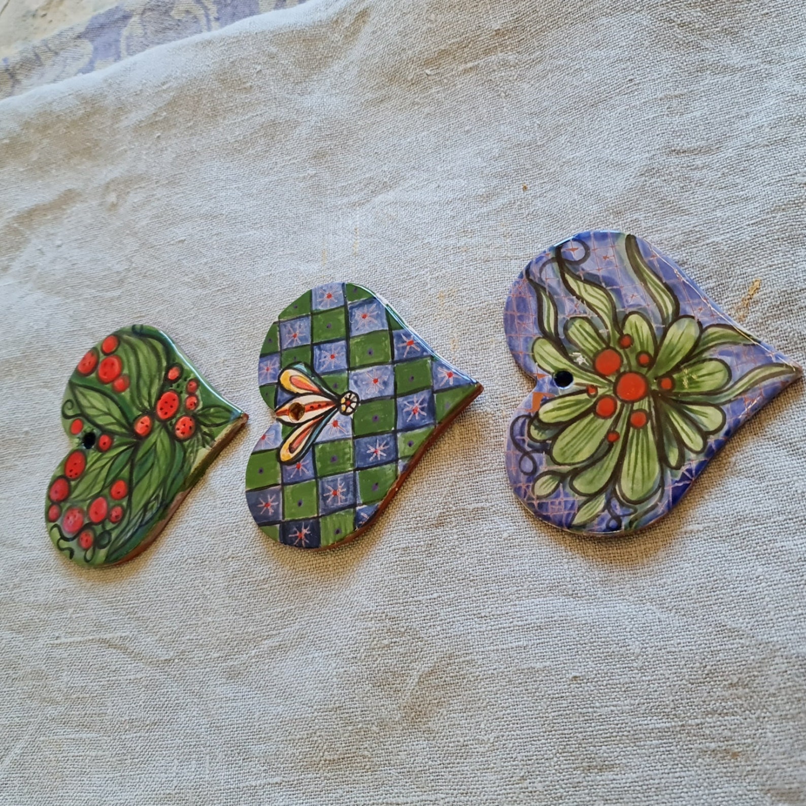 Pendant heart Winterberry is Handmade and Unique. the Ceramic is Fired ...