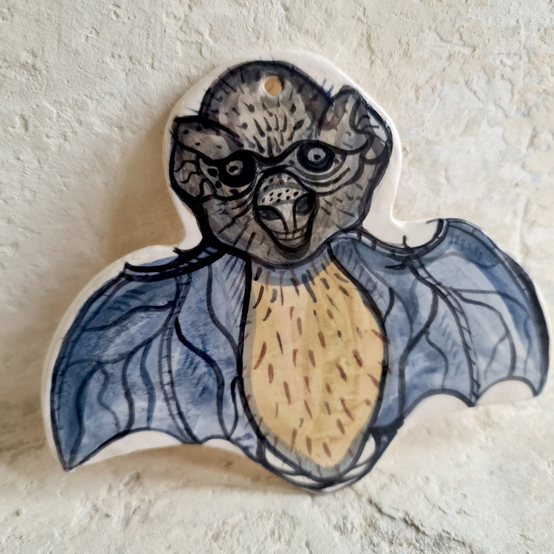 Pendant bat Ceramic Fired From White Clay, Underglaze Painting, Colors ...