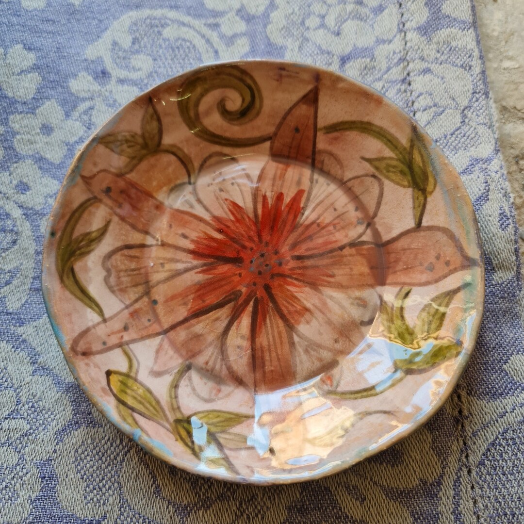 The Small "flower" Plate is a Unique, Handmade Piece. the Fired Ceramic ...