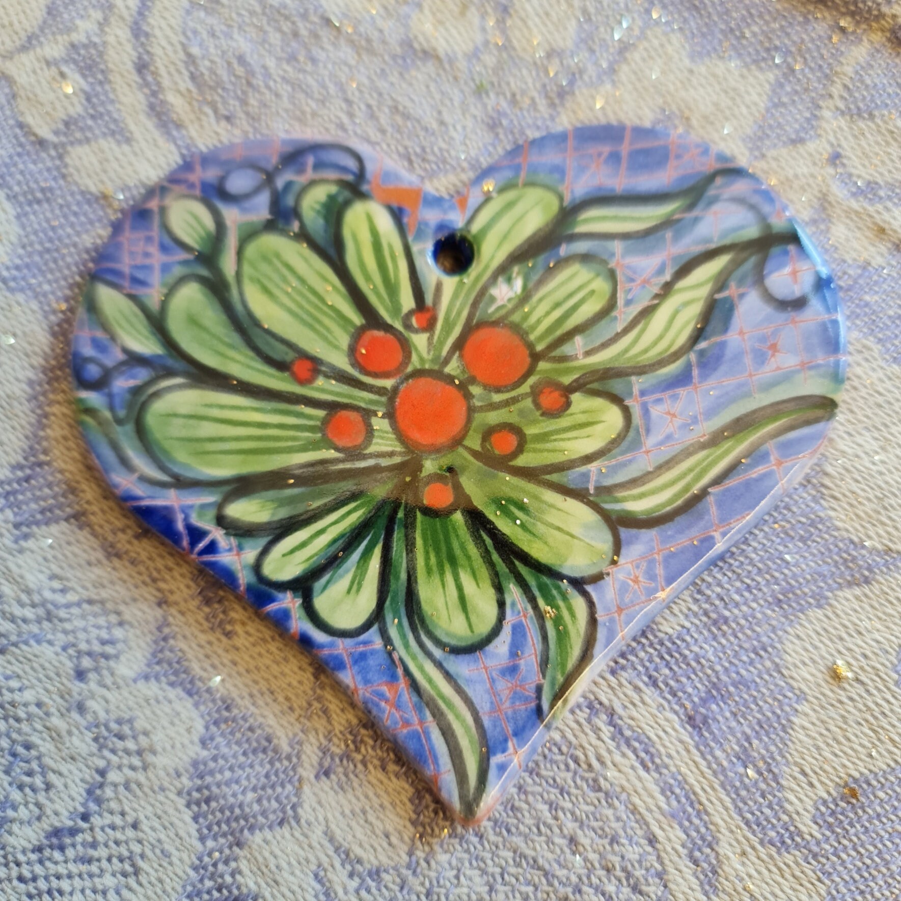 Pendant heart Winterberry is Handmade and Unique. the Ceramic is Fired ...