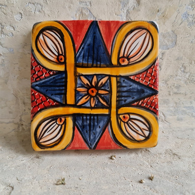 "medieval Loop" Tile, Handmade Ceramic Tile Made of Light Clay, Fired ...
