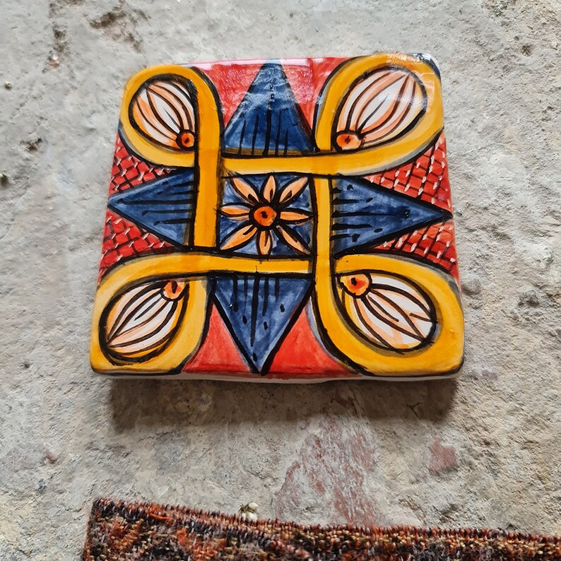 "medieval Loop" Tile, Handmade Ceramic Tile Made of Light Clay, Fired ...