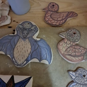 Pendant bat Ceramic Fired From White Clay, Underglaze Painting, Colors ...