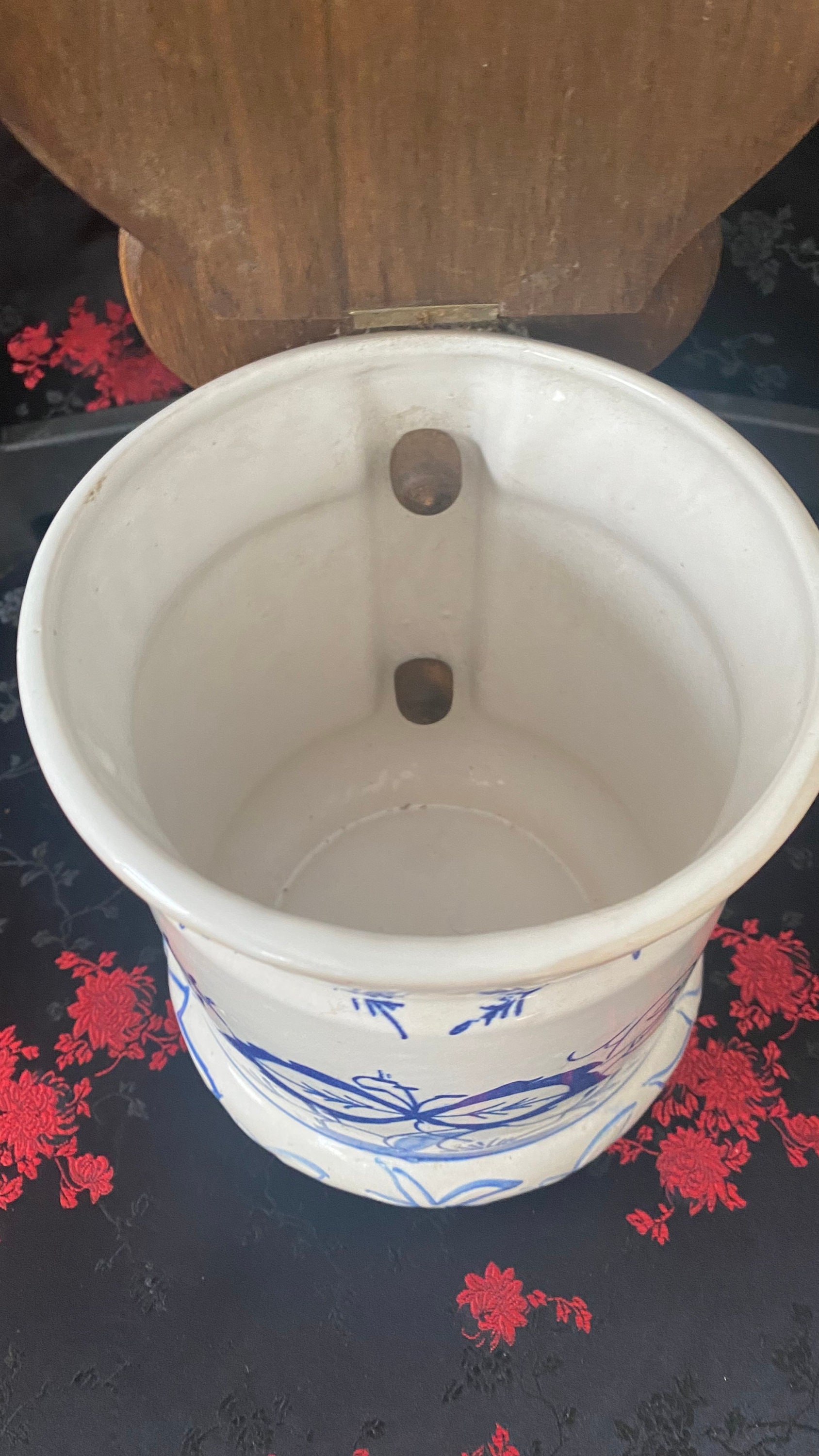 Antique Salt Box Wall Hung German Pottery With Wood Lid Delft - Etsy