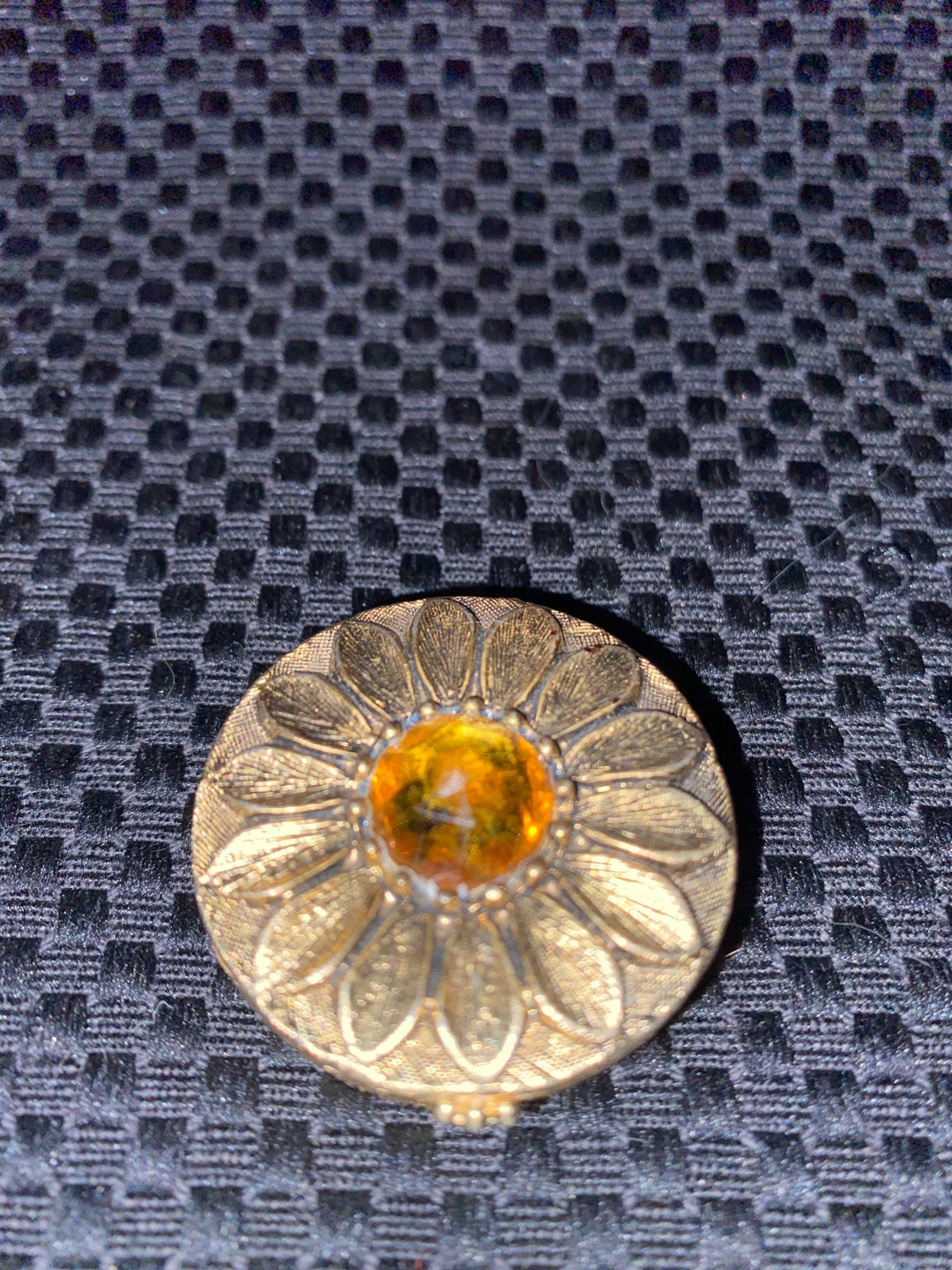 Vintage Florenza Pill Box or Trinket Box. Hinged Daisy With Topaz ...