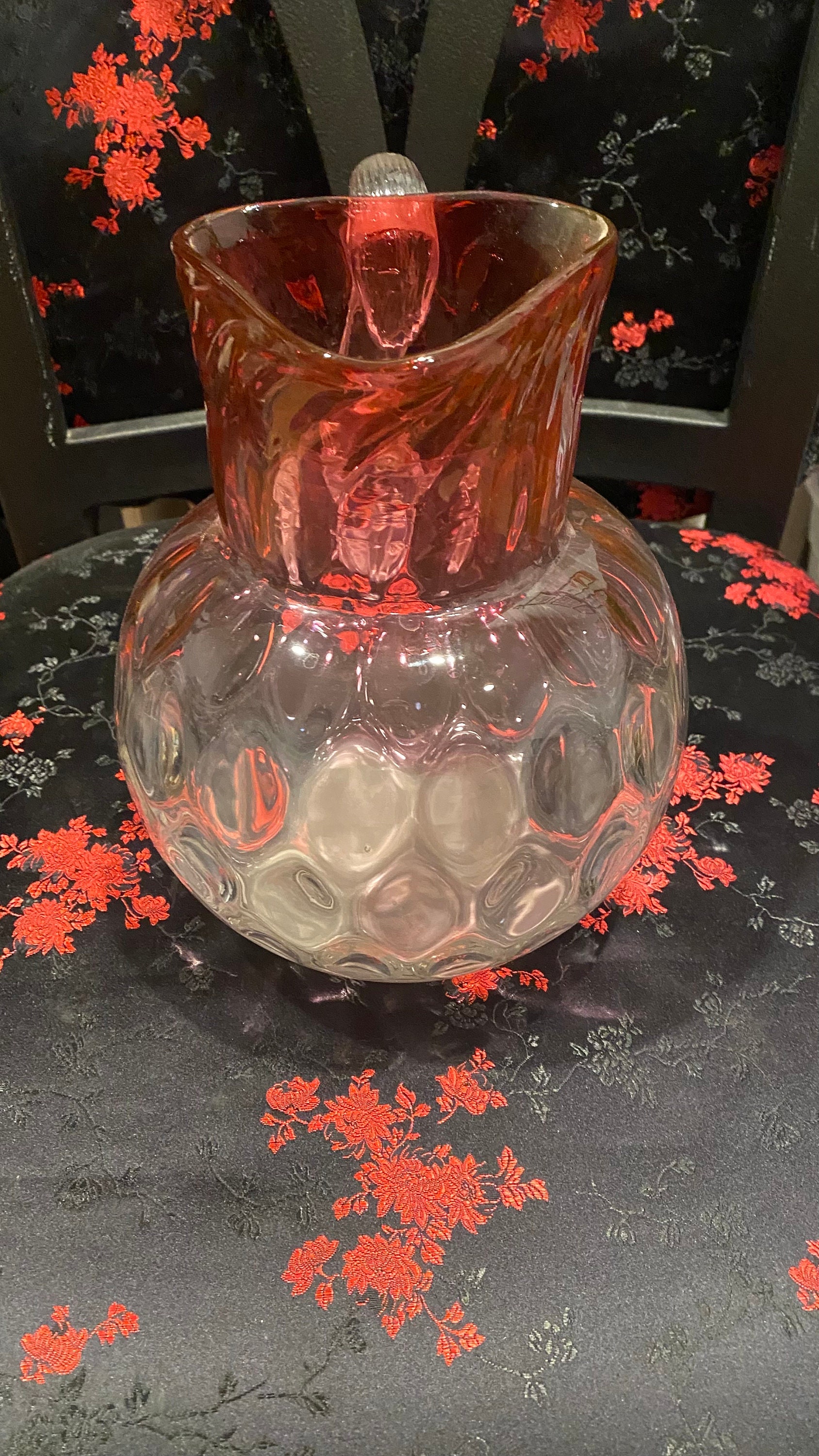 Vintage JUMBO Cranberry FENTON Glass Pitcher Inverted Optic - Etsy