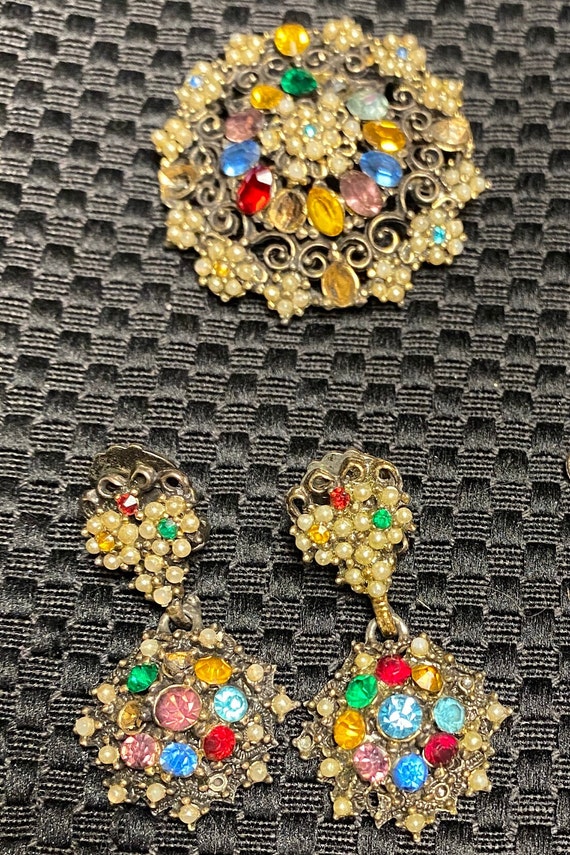 Vintage Czech Rainbow crystal glass and filigree set … - Gem