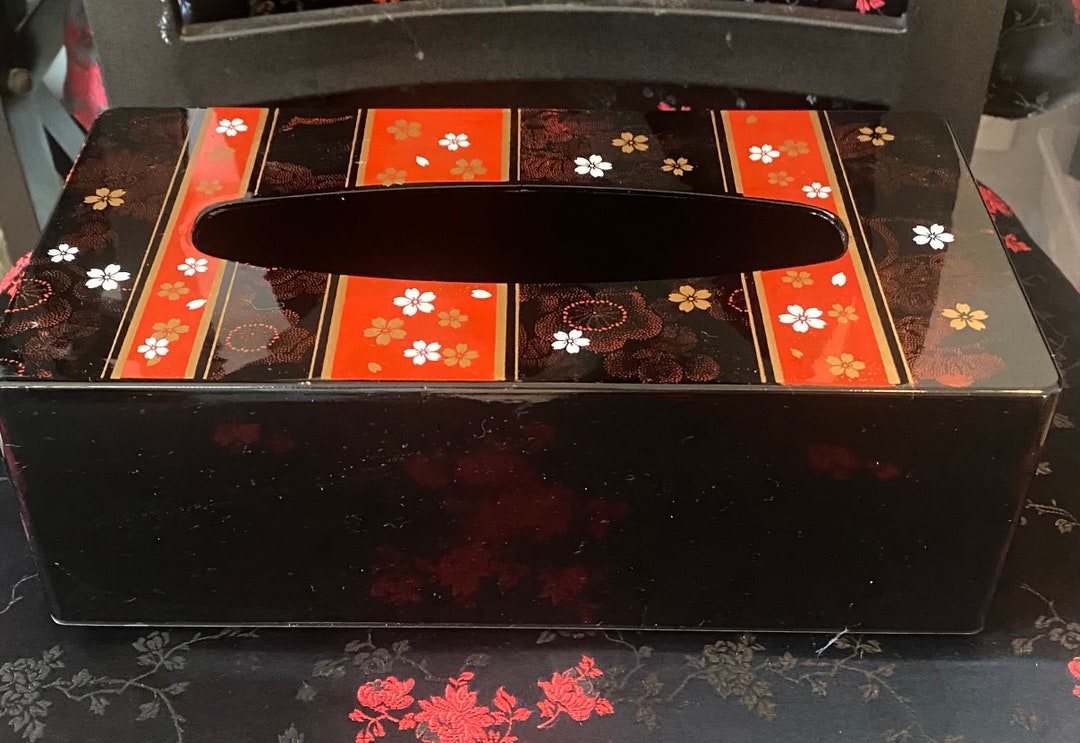Vintage Japanese Lacquer Tissue Box Large Rectangle Box Yamanaka 10.5 ...