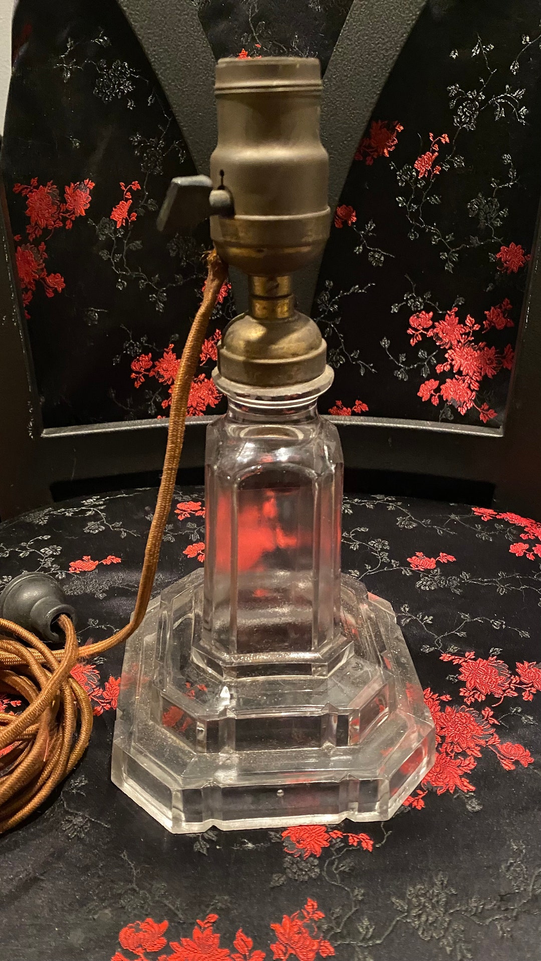 Antique Art Deco Design Clear Glass Boudoir Table Lamp Base - Etsy