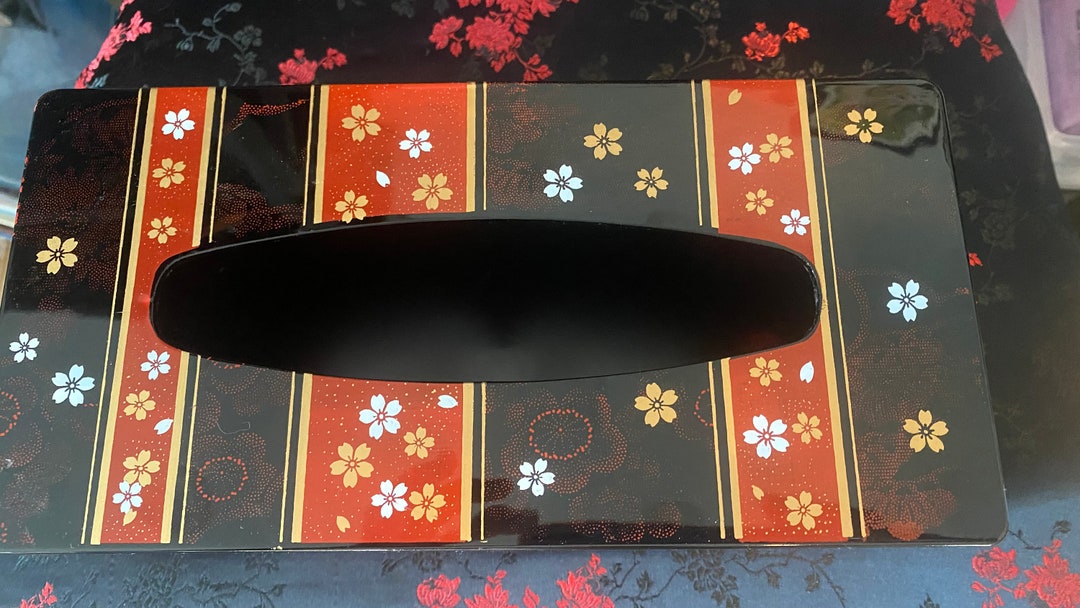Vintage Japanese Lacquer Tissue Box Large Rectangle Box Yamanaka 10.5 ...