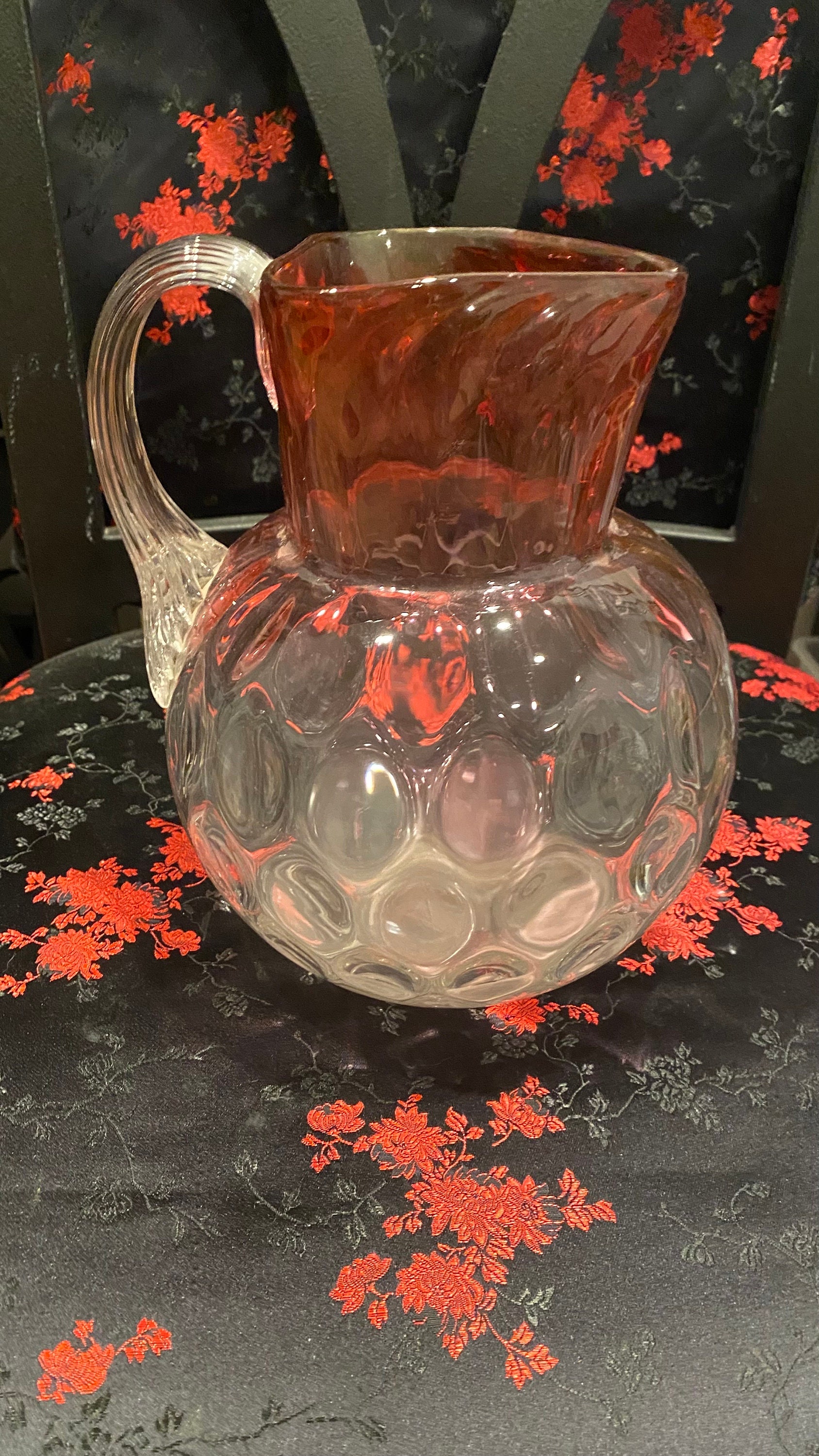 Vintage JUMBO Cranberry FENTON Glass Pitcher Inverted Optic - Etsy