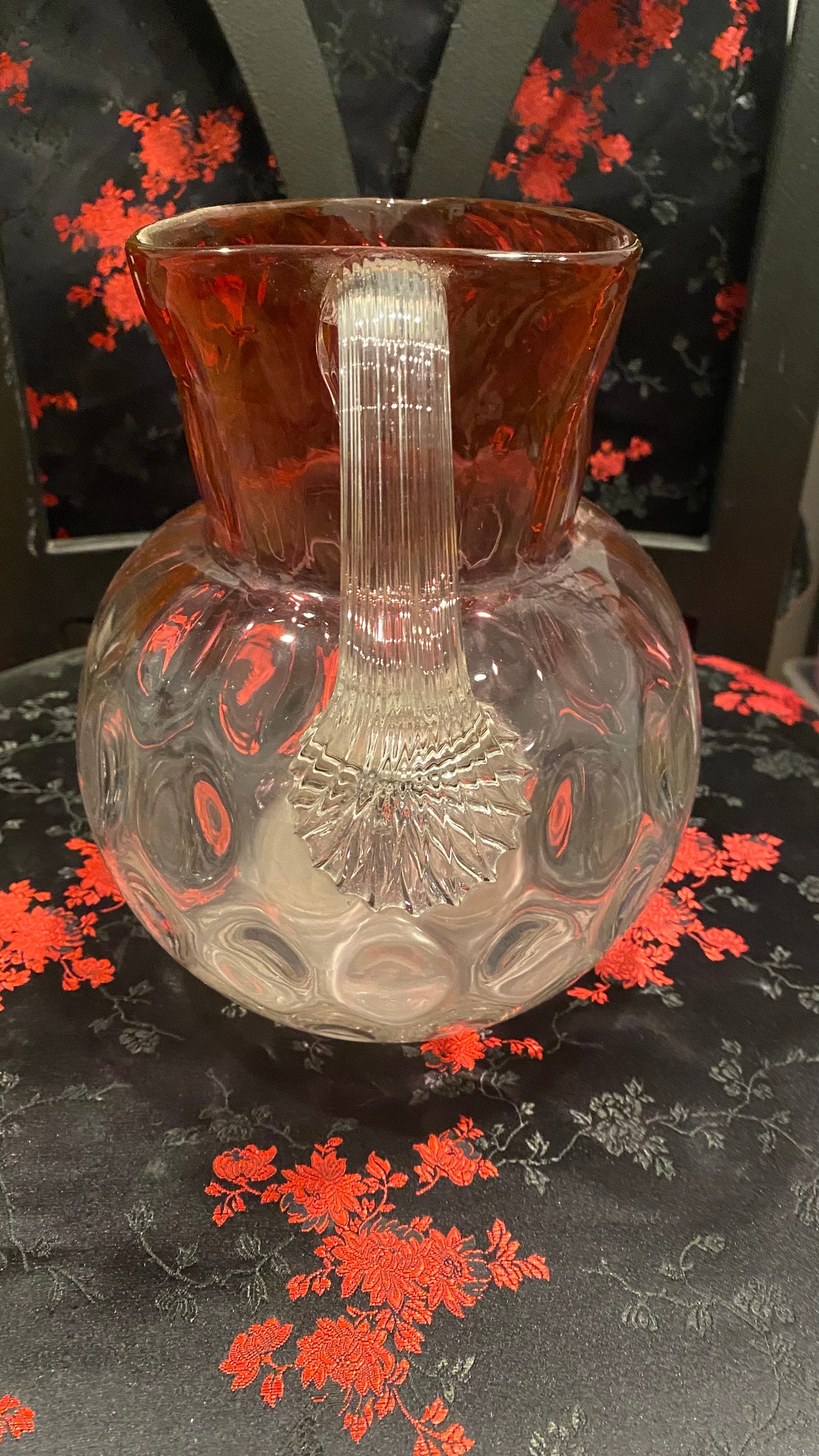 Vintage JUMBO Cranberry FENTON Glass Pitcher Inverted Optic - Etsy