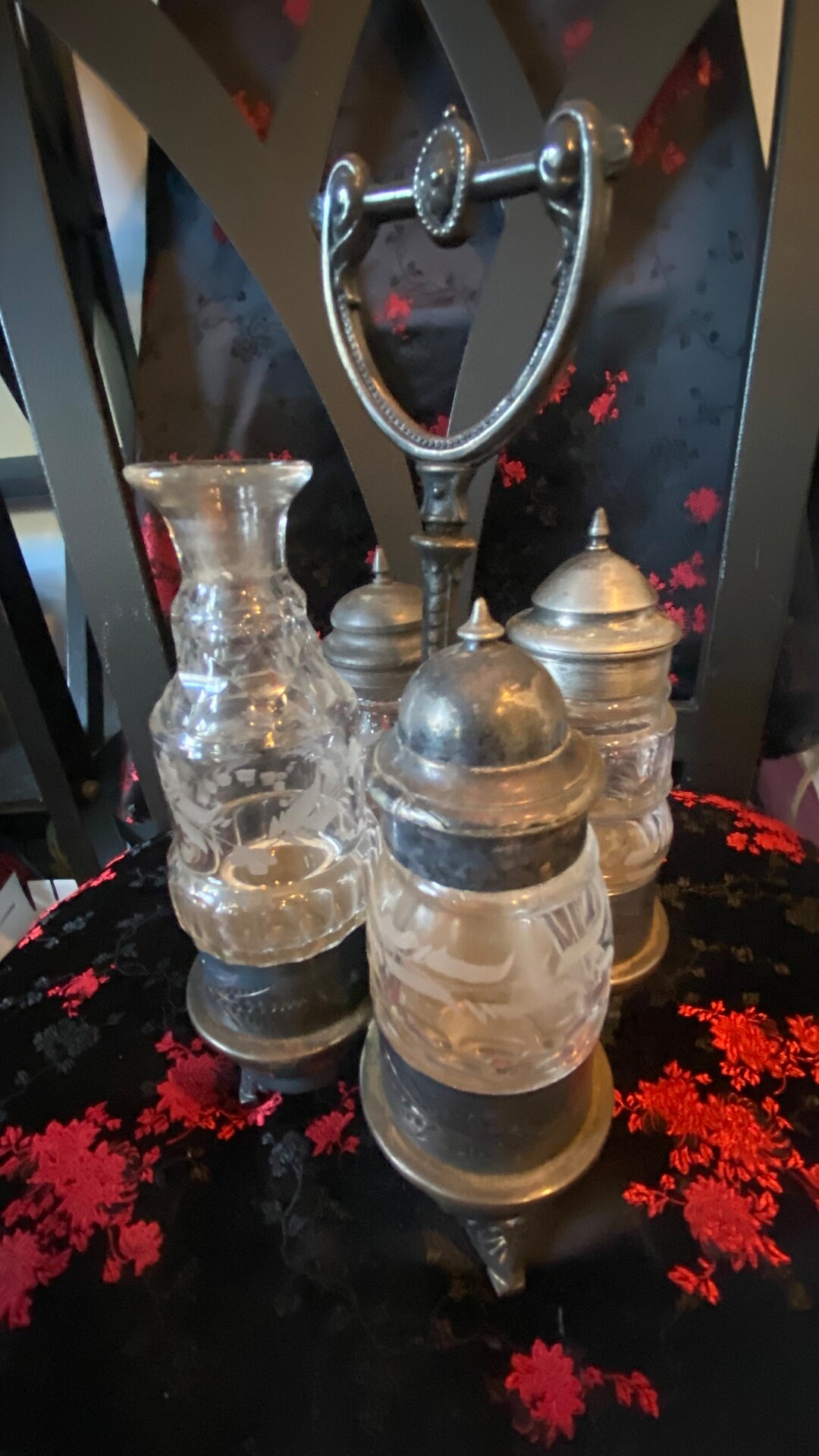 Antique Victorian Condiment Set / Edwardian Cruet Serving / Silver ...