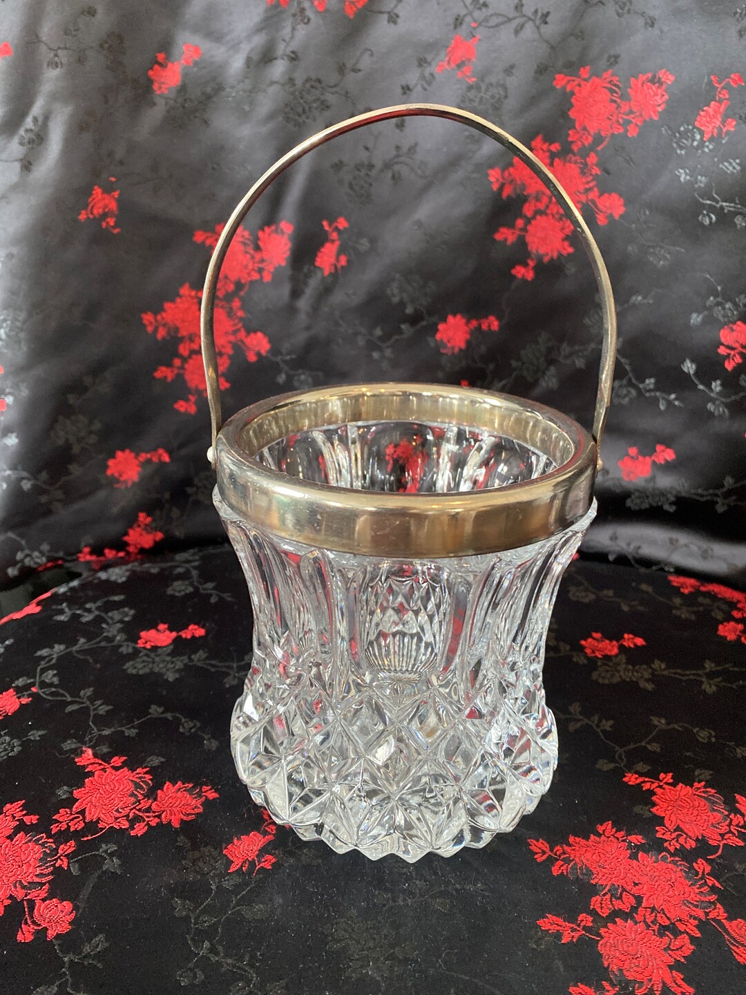 Vintage Raimond Silverplate Ice Bucket, Small Crystal Ice Bucket ...