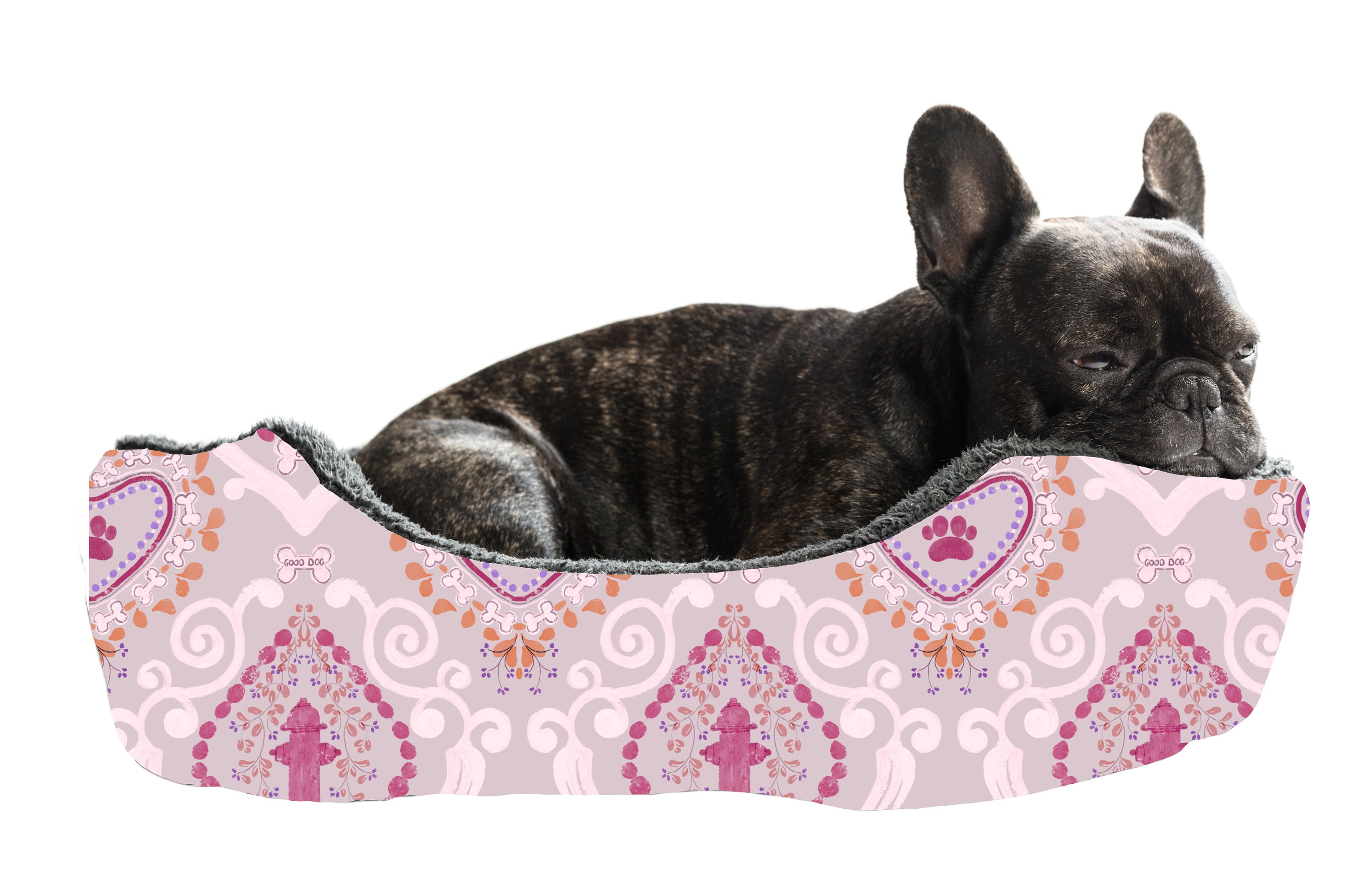 Good Dog Damask in Pink and Orange Hand Drawn Dog Themed - Etsy