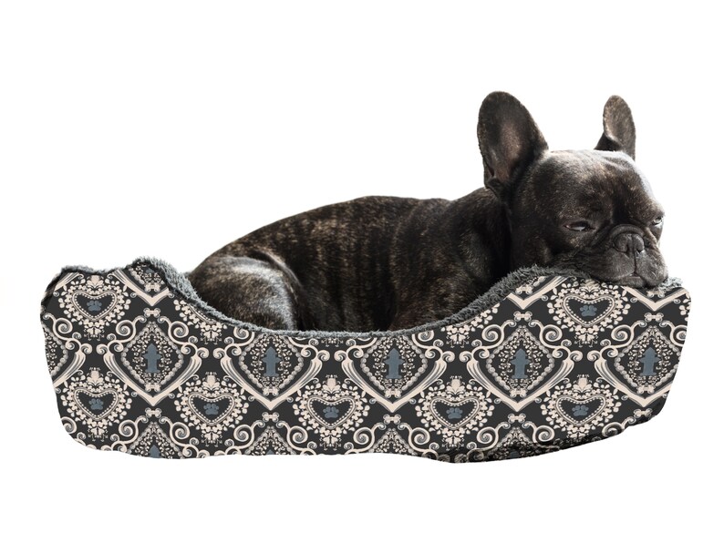 Good Dog Damask in Navy Cream and Grey Hand Drawn Dog Themed - Etsy