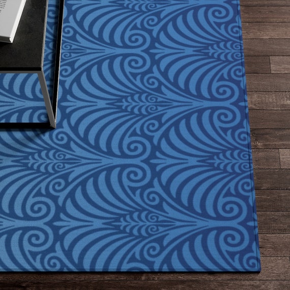 Art Nouveau Blue Dornier Rug Blue Art Deco Rug Custom - Etsy