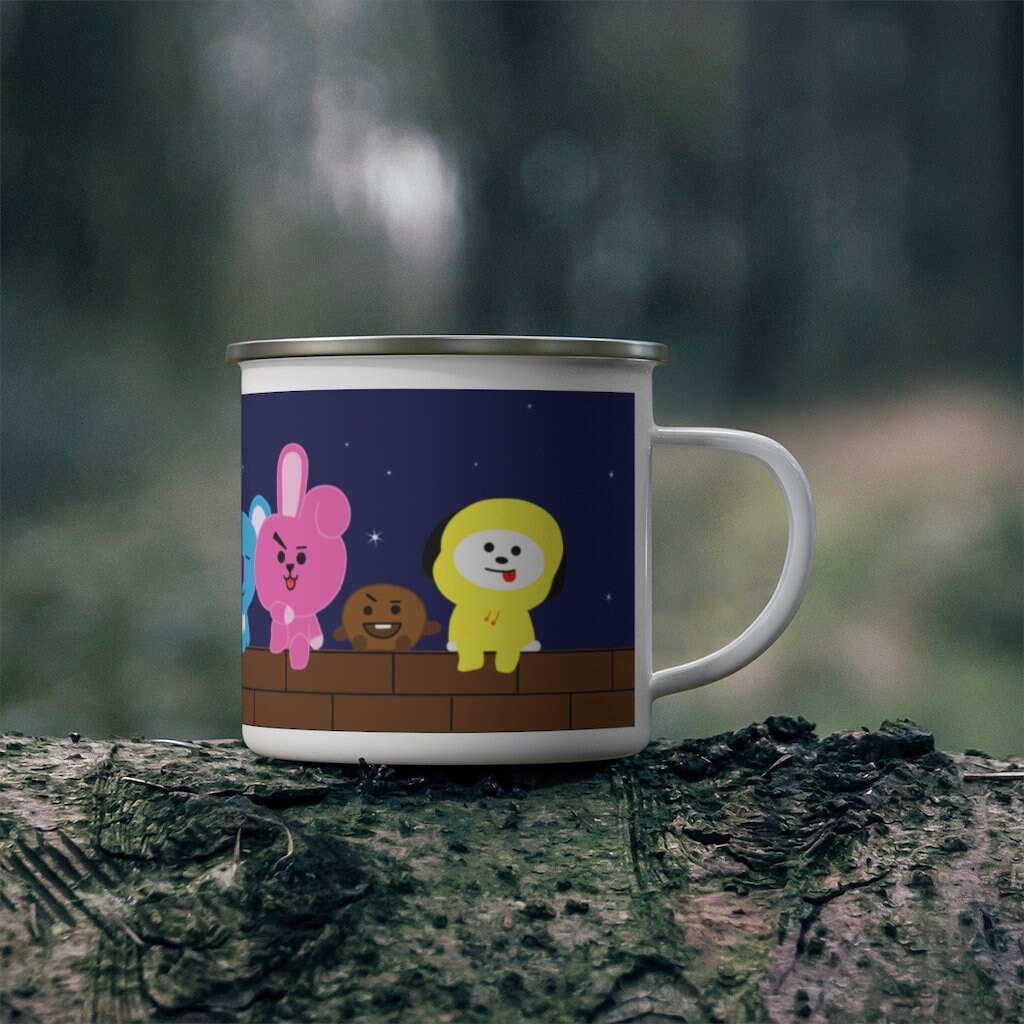 BTS BT21 Inspired Enamel Mug K-pop Gift - Etsy