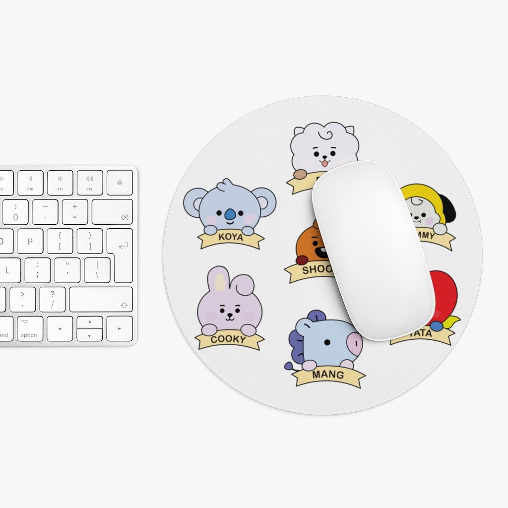 BTS BT21 Characters Inspired Round Mouse Pad / K-pop Gifts - Etsy