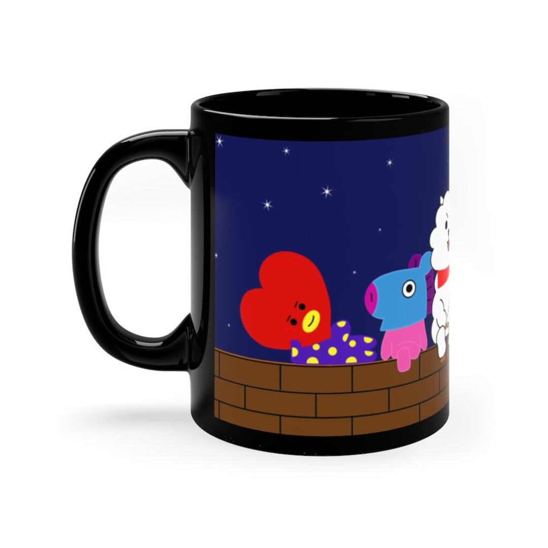 BT21 BTS Inspired Black Ceramic Mug / Kpop Gift - Etsy