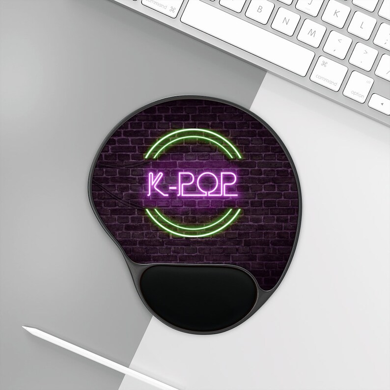 Custom Neon KPOP Finger Heart Mouse Pad With Wrist Rest, Printed in US ...
