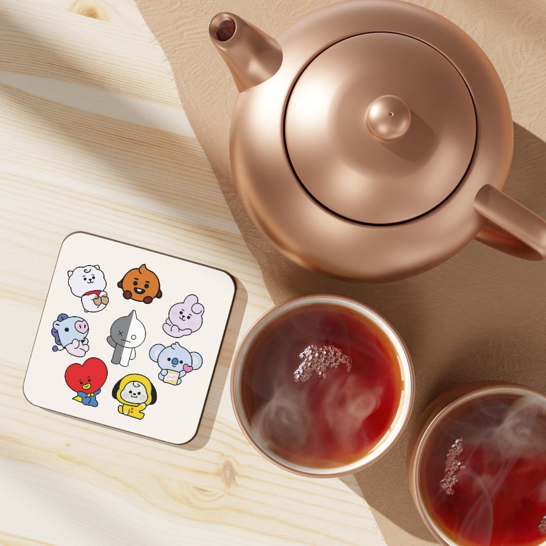 BTS BT21 Inspired Hardboard Back Coaster 3.5" X 3.5" - Etsy