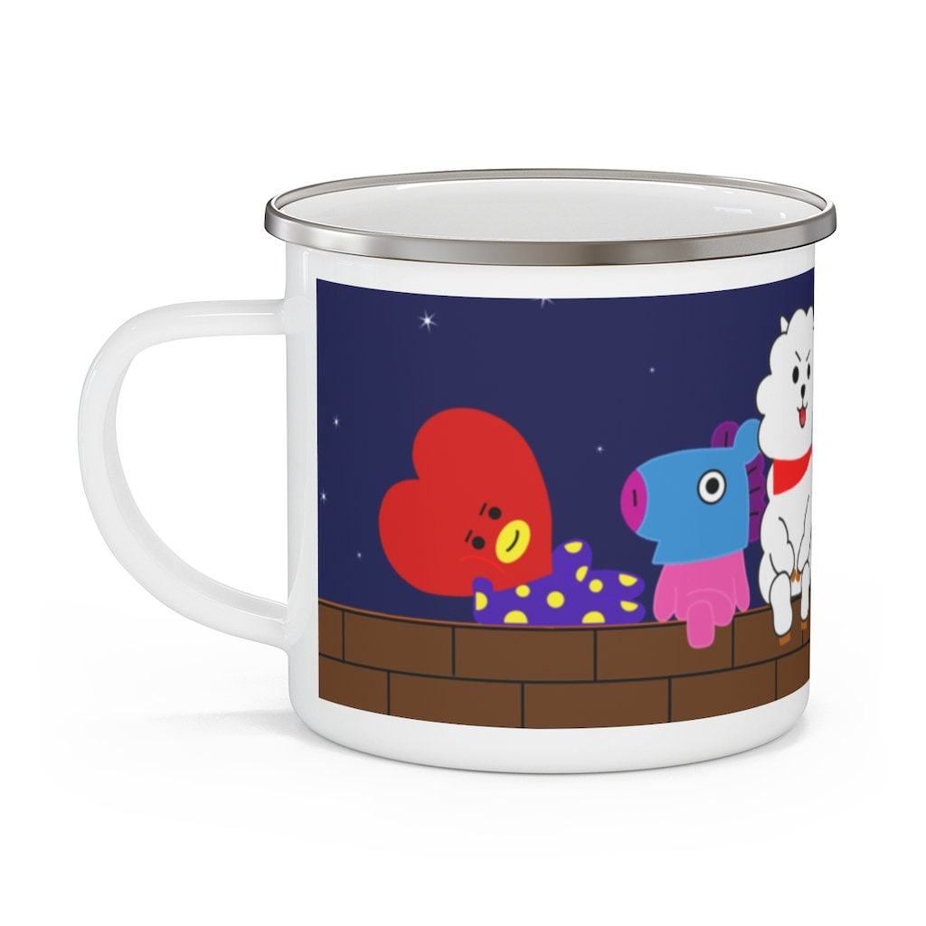 BTS BT21 Inspired Enamel Mug K-pop Gift - Etsy