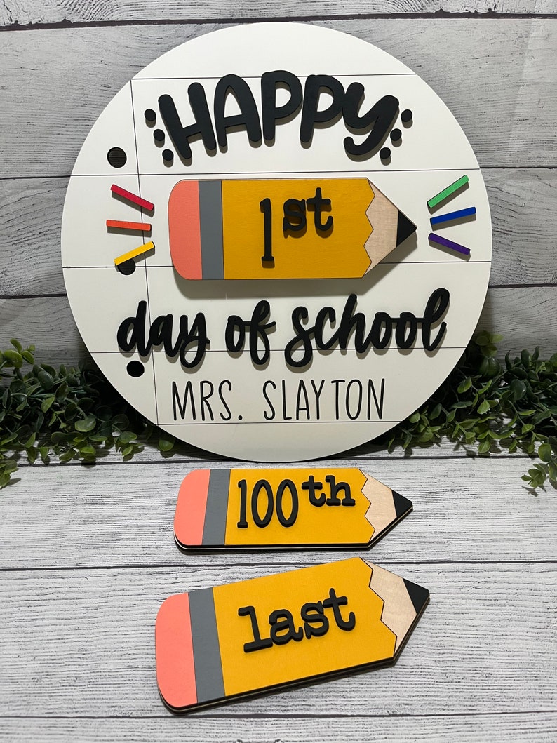 Teacher Gift Sign SVG First Day of School 100th Day Last - Etsy