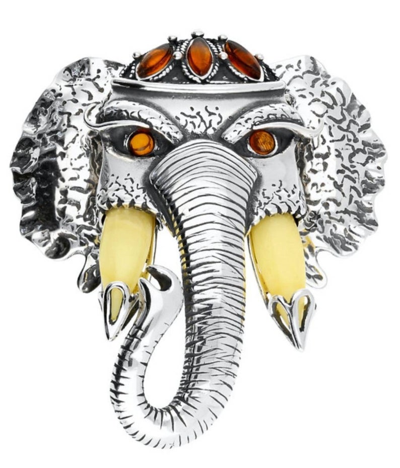 Stunning Large Amber Elephant Necklace - Etsy
