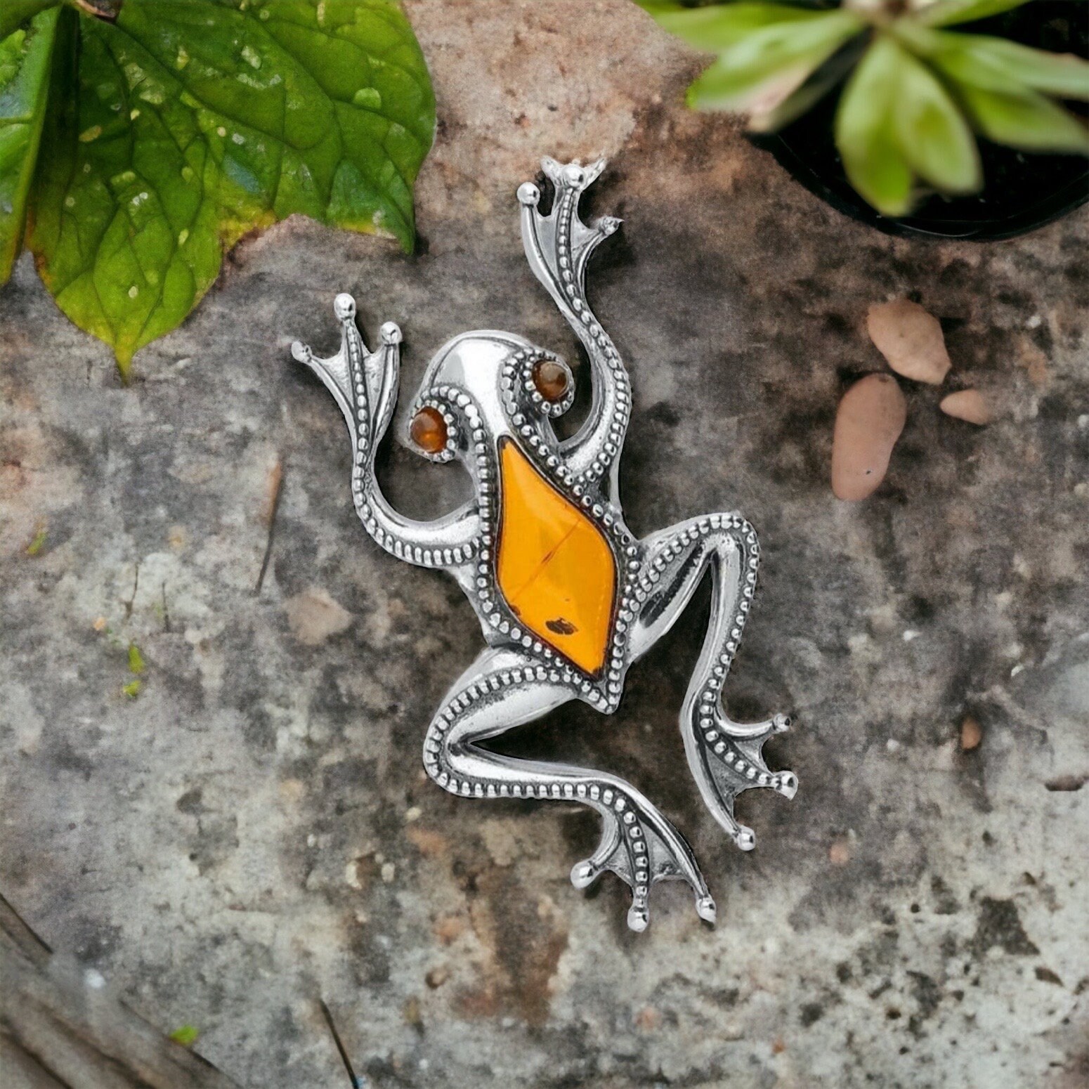 Beautiful Large Cognac Amber Frog Necklace - Etsy