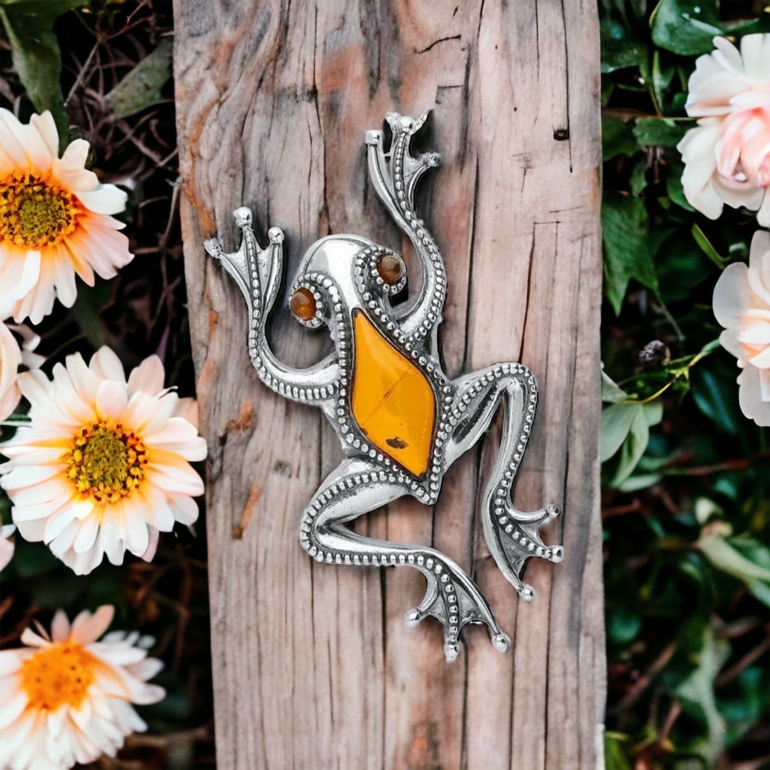 Beautiful Large Cognac Amber Frog Necklace - Etsy