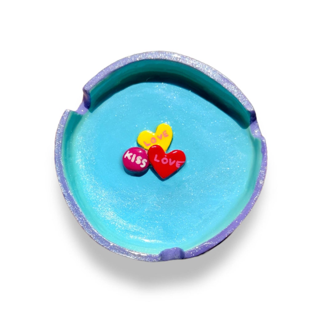 Cute Handmade Ashtray/ Pastel Colours/ Handmade Clay Ashtray/ Love and ...
