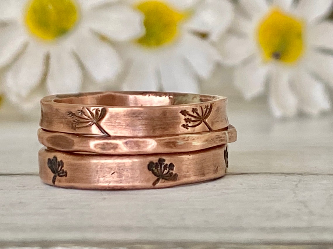 Copper Ring Set 3 Stacking Rings Copper Textured Rings - Etsy