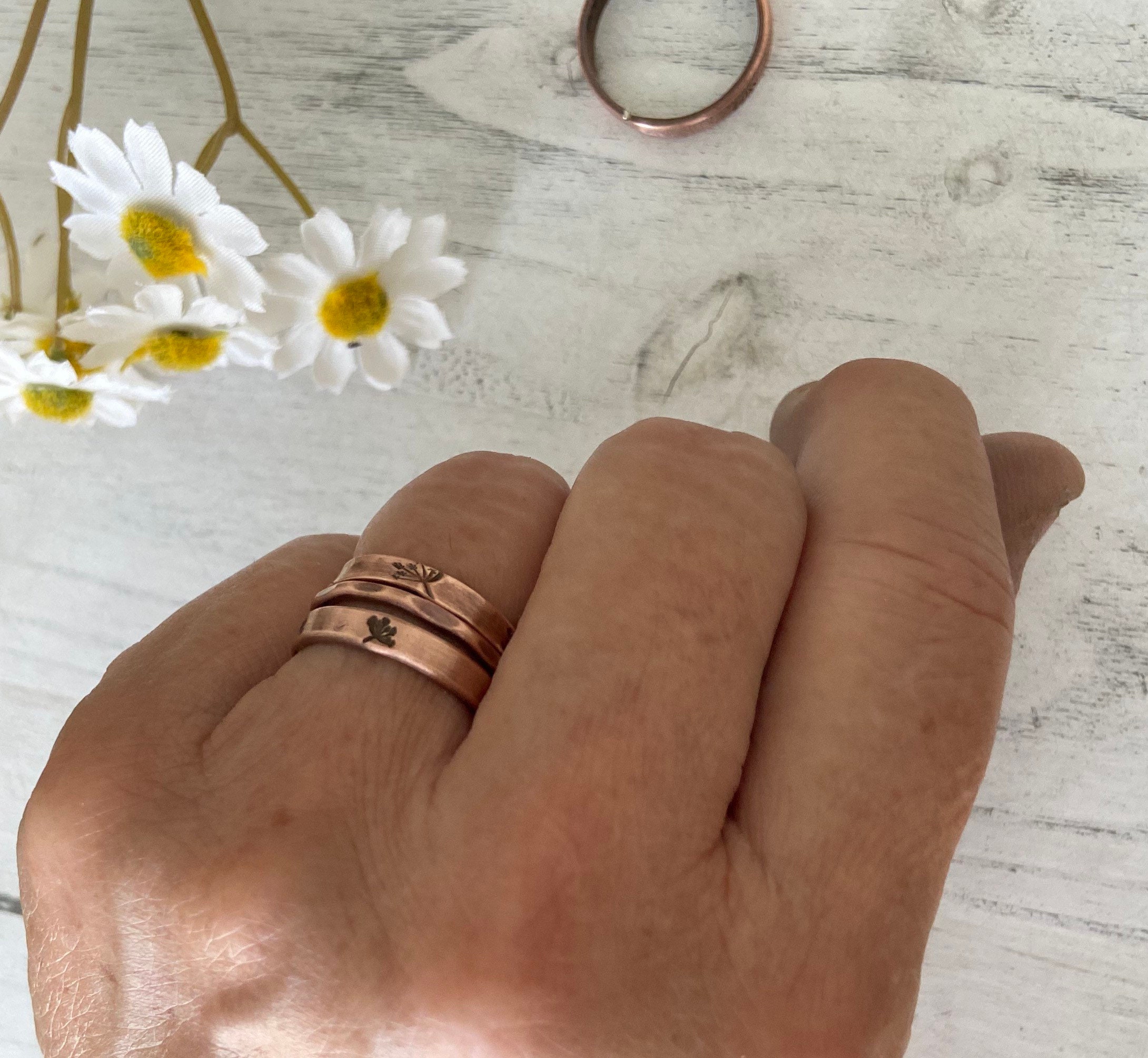 Copper Ring Set 3 Stacking Rings Copper Textured Rings - Etsy