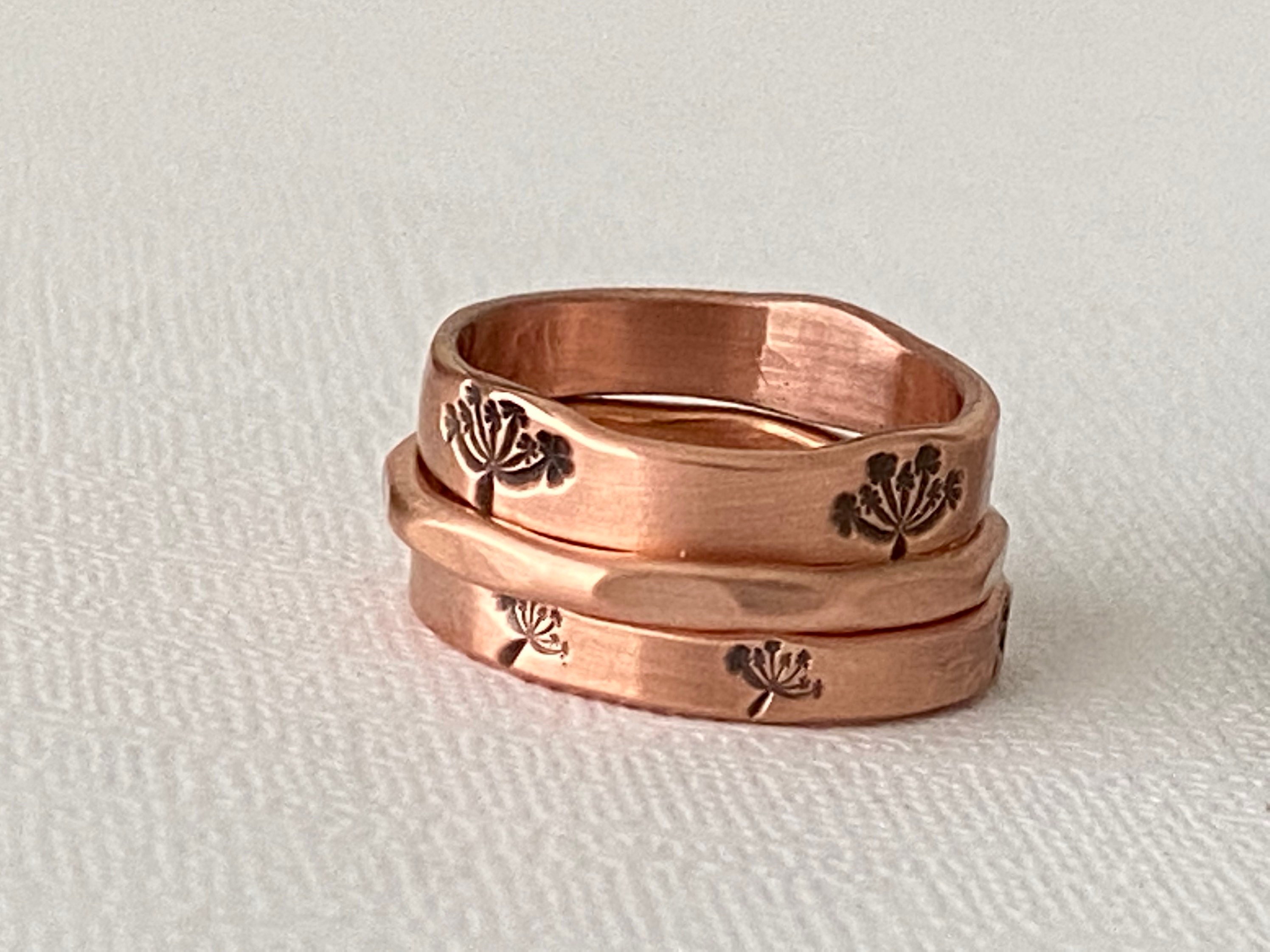 Copper Ring Set 3 Stacking Rings Copper Textured Rings - Etsy