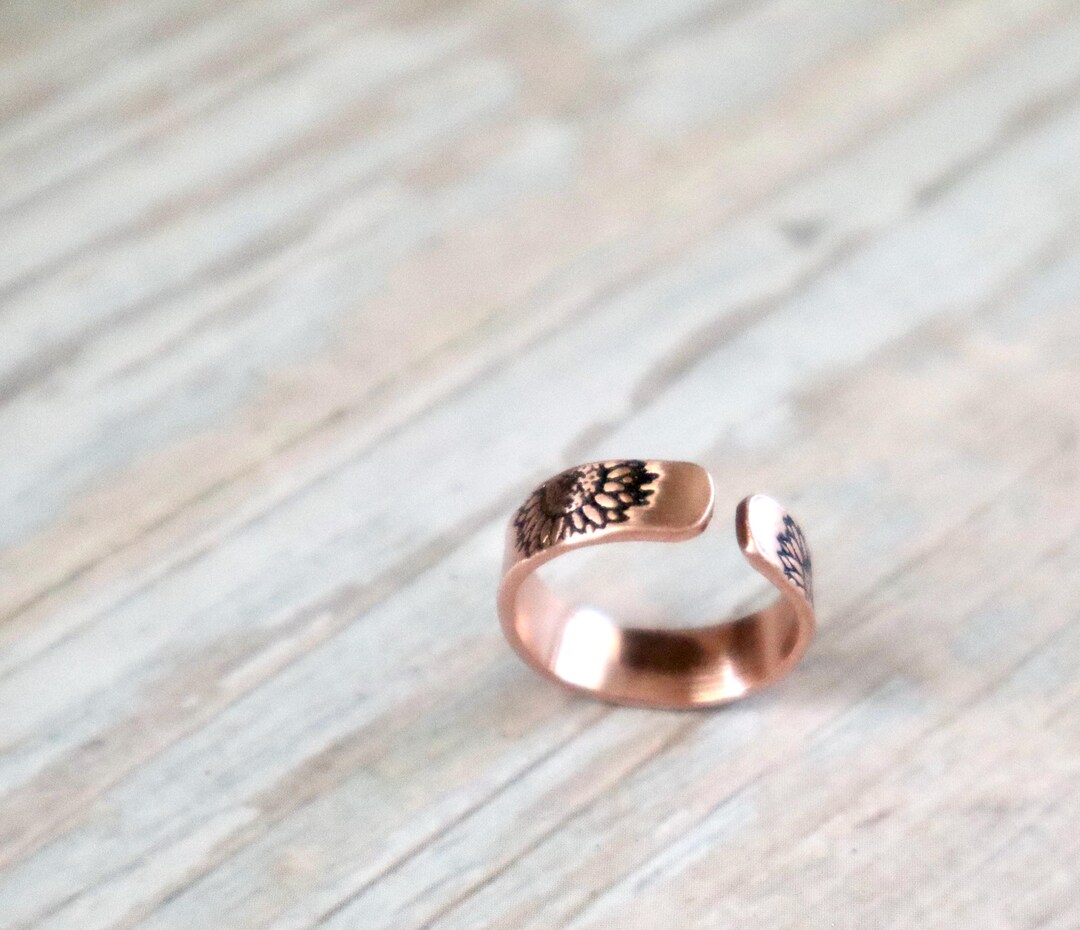 Adjustable Copper Toe Ring Hand Made /sunflower Design Gift - Etsy