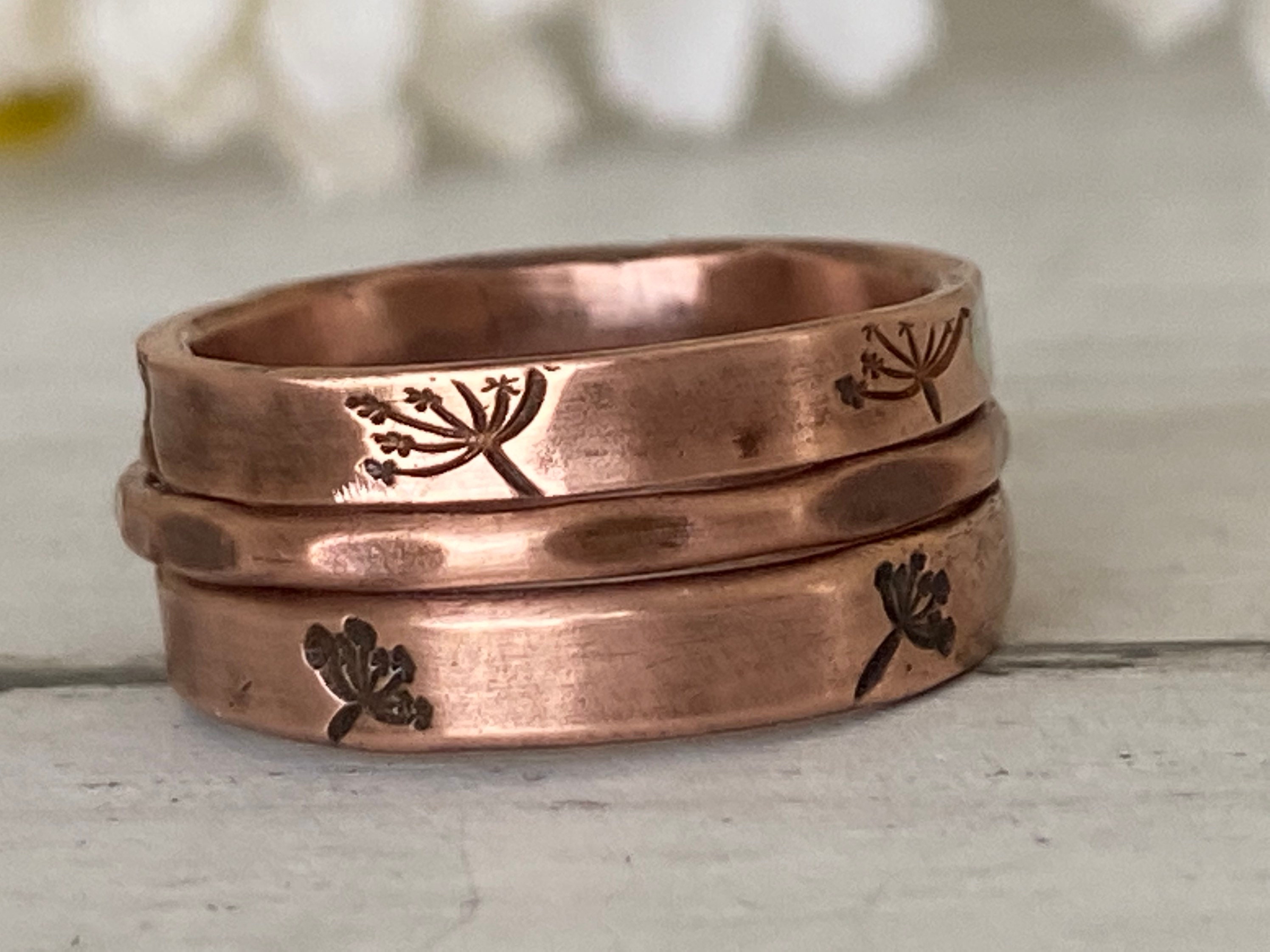 Copper Ring Set 3 Stacking Rings Copper Textured Rings - Etsy