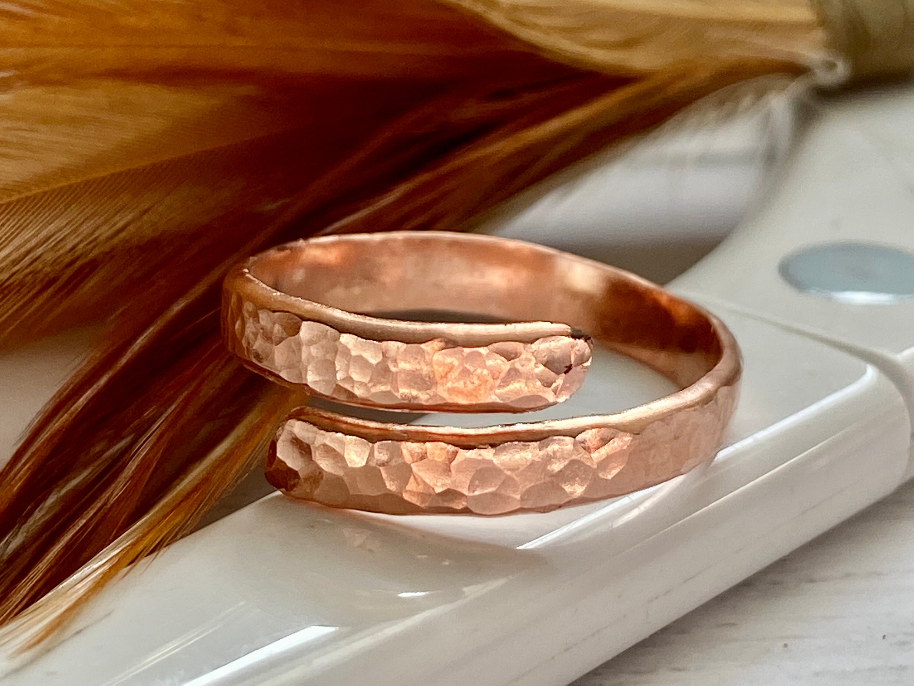 Hammered Copper Ring Band, Adjustable Handmade Jewelry - Etsy