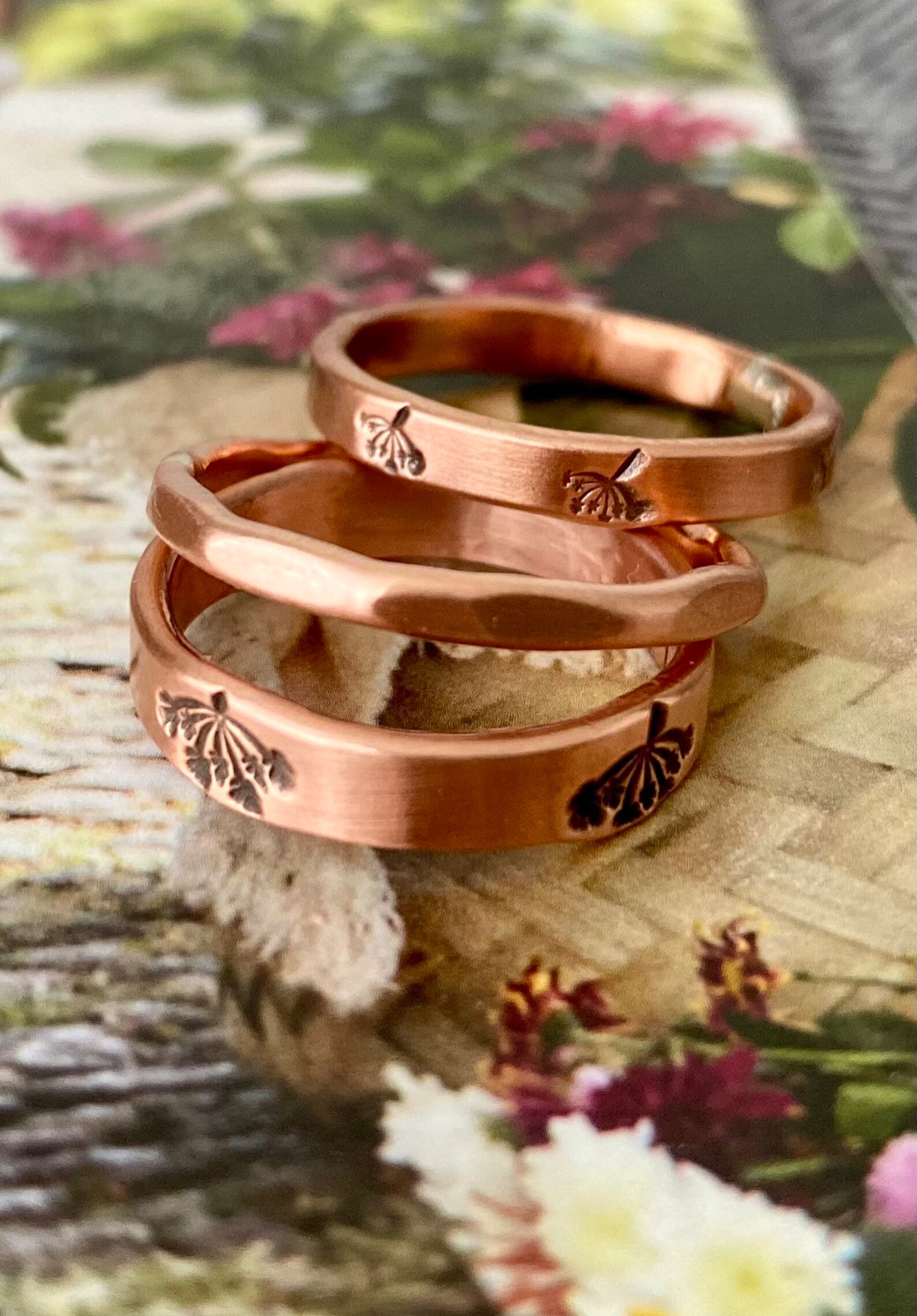 Copper Ring Set 3 Stacking Rings Copper Textured Rings - Etsy