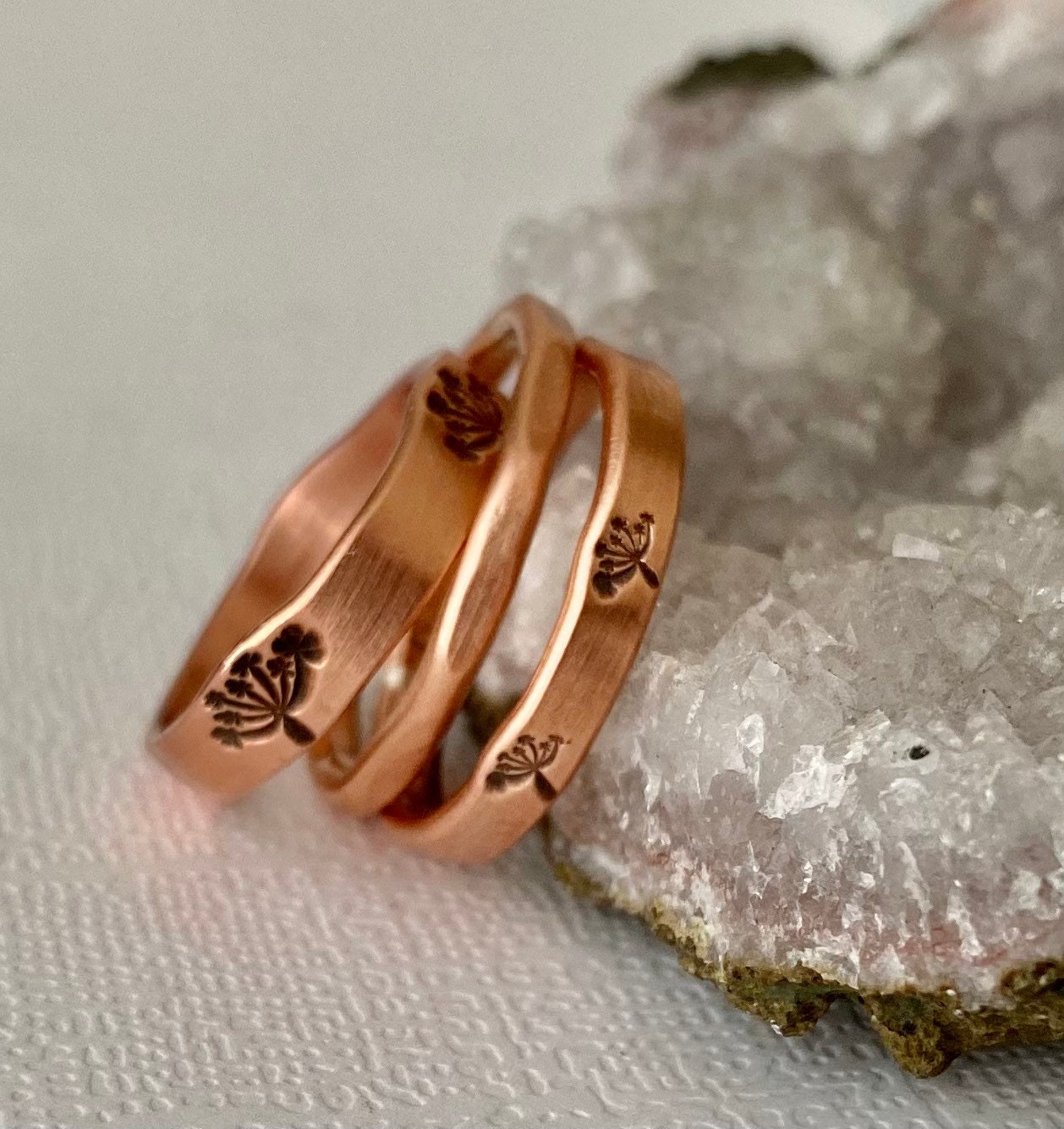 Copper Ring Set 3 Stacking Rings Copper Textured Rings - Etsy
