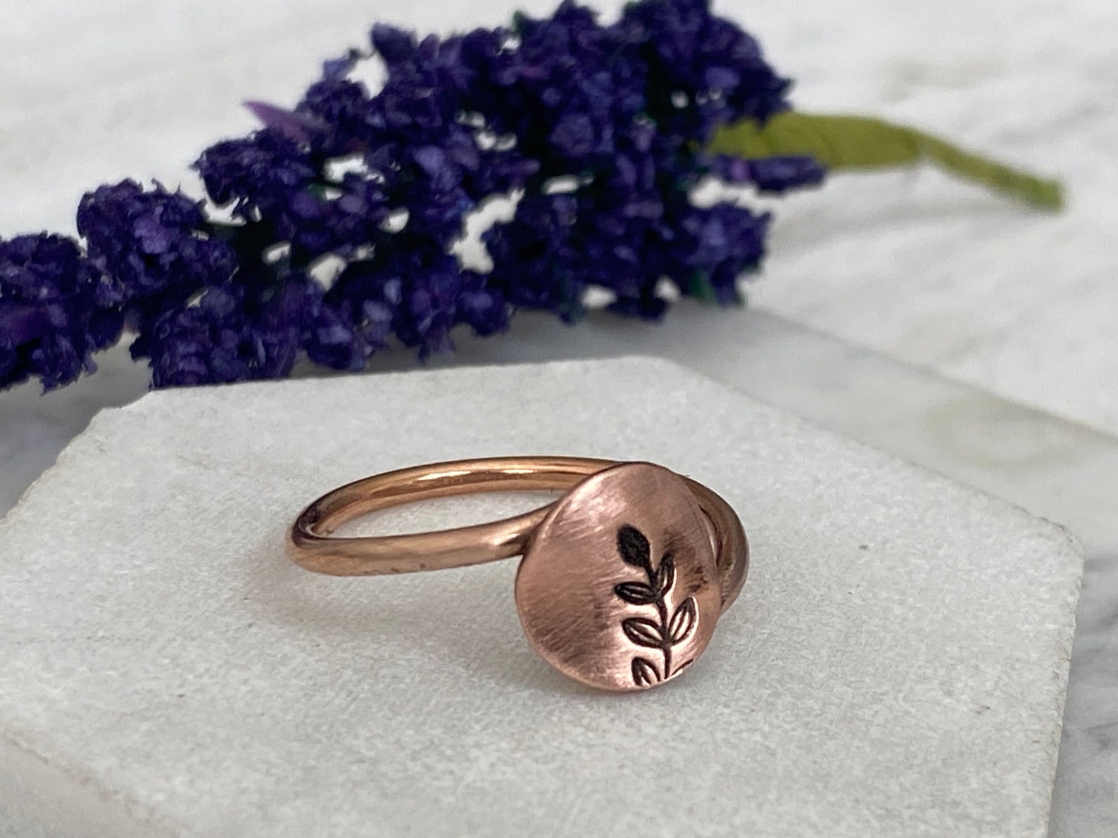 Copper Thumb Ring,handmade Stacking Ring,floral Stamped Jewelry , Gift ...