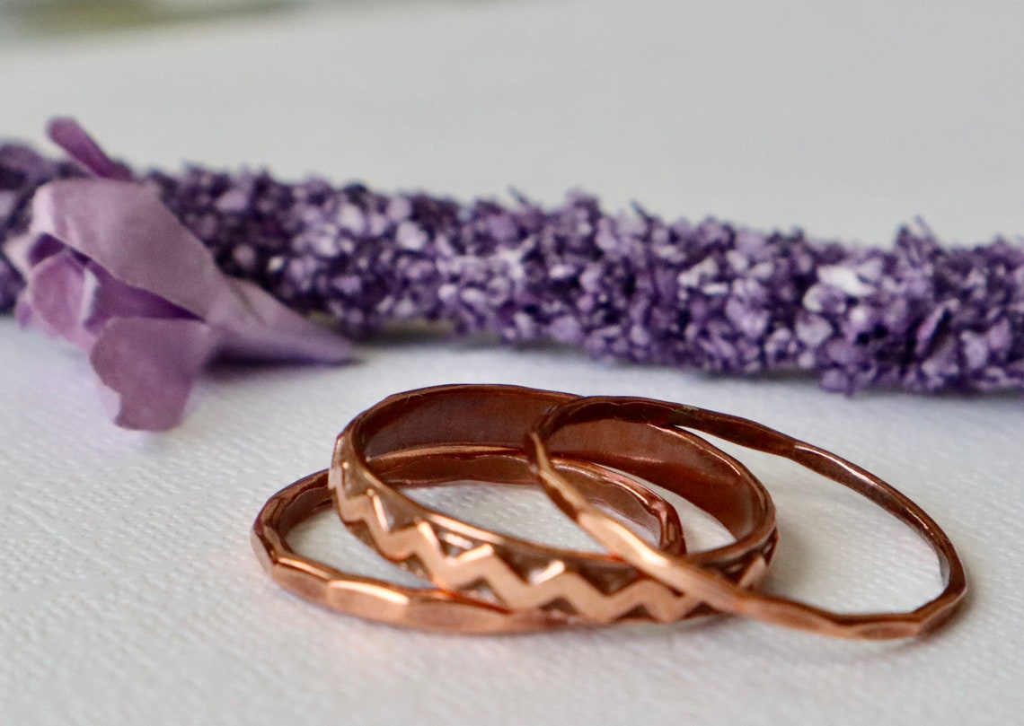 Textured Stacking Ring Set of 3/ Arthritis Relief/zig Zag Ring - Etsy