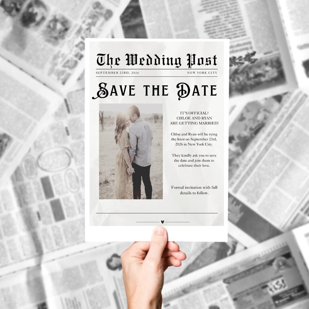 Editable Save the Date Newspaper Article - Etsy
