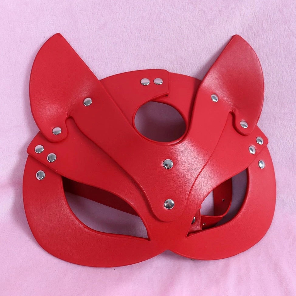 Sexy Pink Leather Cat Kitten Catwoman Mask Bdsm Mask Black Leather Mask