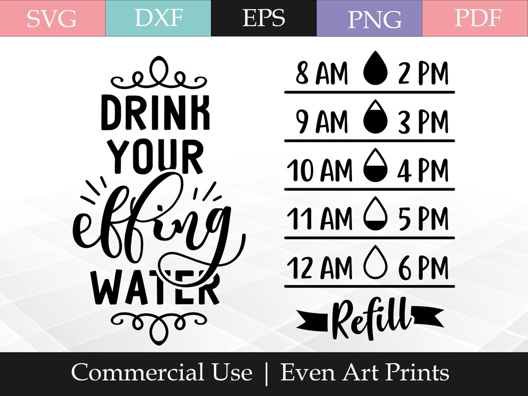 Water Bottle Decal SVG Water Tracker Refill Svg Instant - Etsy