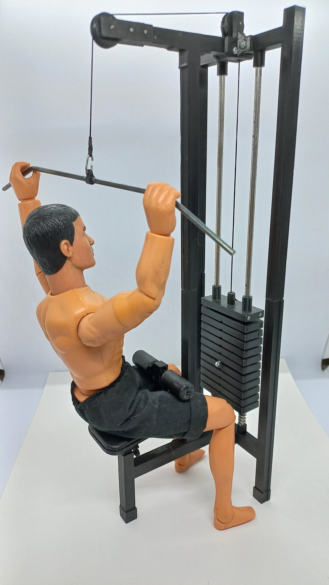 Working!!! 1/6 Scale Lat Pulldown Machine Gym Equipment Set, Dollhouse ...