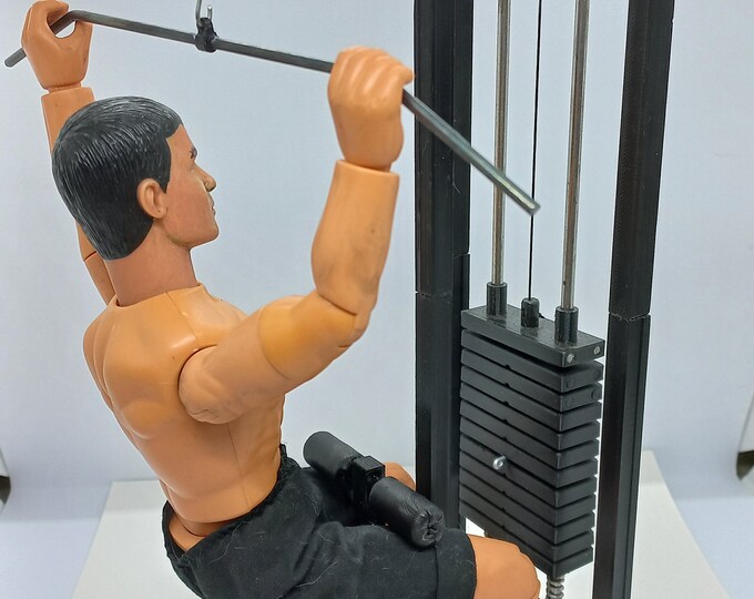 Working!!! 1/6 Scale Lat Pulldown Machine Gym Equipment Set, Dollhouse ...